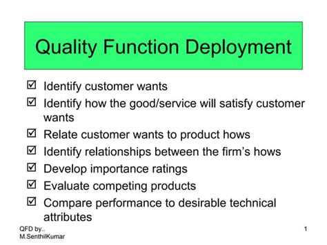 Quality Function Deployment Ppt
