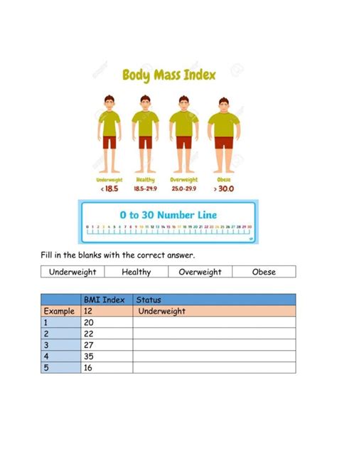 Bmi Worksheet For Students Printable Worksheets