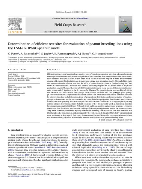 Pdf Determination Of Efficient Test Sites For Evaluation Of Peanut