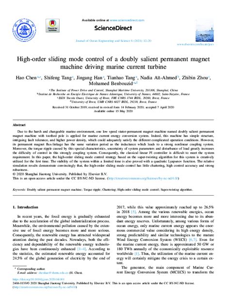 Pdf High Order Sliding Mode Control Of A Doubly Salient Permanent