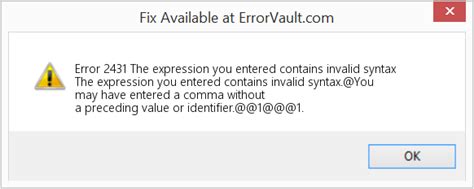 How To Fix Error 2431 The Expression You Entered Contains Invalid