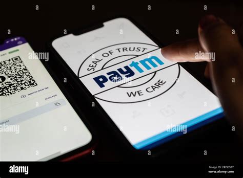 In This Photo Illustration The Paytm Logo And Phonepe Qr Code Is Seen Displayed On Mobile
