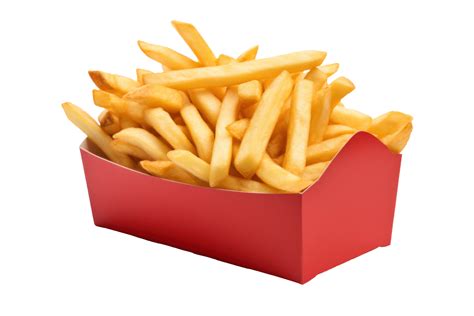 AI Generated Crispy French Fries In Red Carton Box PNG