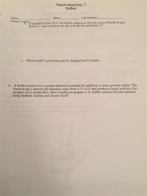 Solved Need Help With Buffer Post Lab Questions Thank You Chegg Com