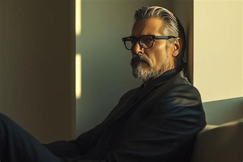 Premium Photo Professional Male Model In Sleek Black Suit And Glasses