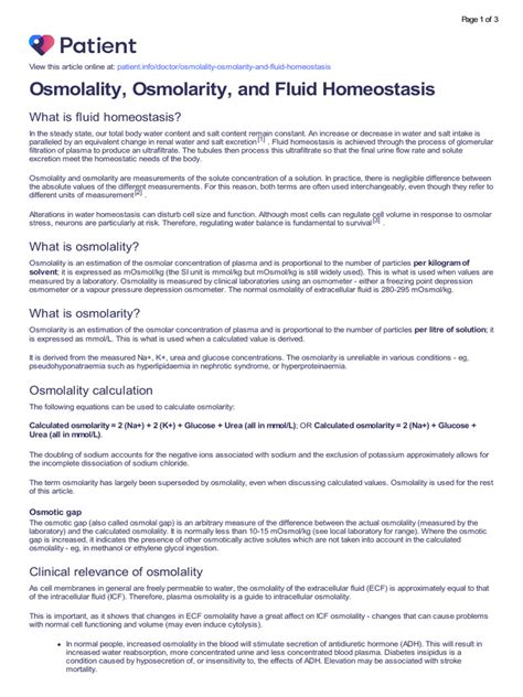 Osmolality Osmolarity Doctors Pdf Medical Specialties Clinical Medicine