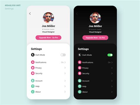Daily Ui Challenge Mobile Ui Design Settings In 2025 App Design Profile Mobile App Design