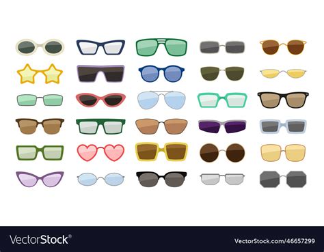 Set Of Different Sunglasses Icons Royalty Free Vector Image