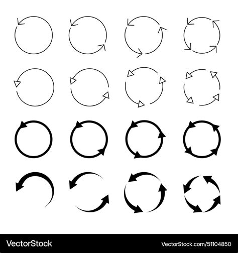 Set Of Circle Arrows Isolated Circular Rotate Vector Image