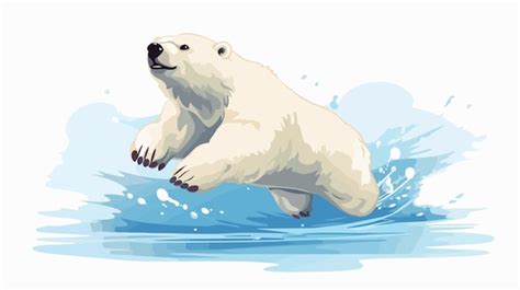 장난스러운 북극 점프 2d 평평한 만화 터 일러스트레이션 프리미엄 Ai 생성 벡터