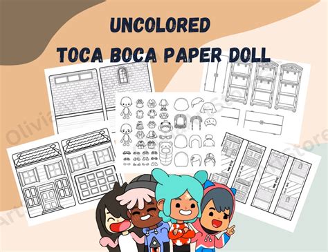 Toca Boca Paper Doll Coloring Page House Room And Wardrobe Pdf