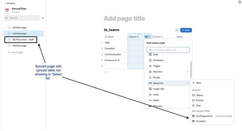 synced tables cannot be referenced in select list or via formulas