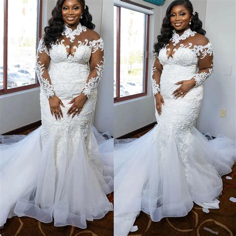 Curvy Mermaid Wedding Dresses With Sleeves