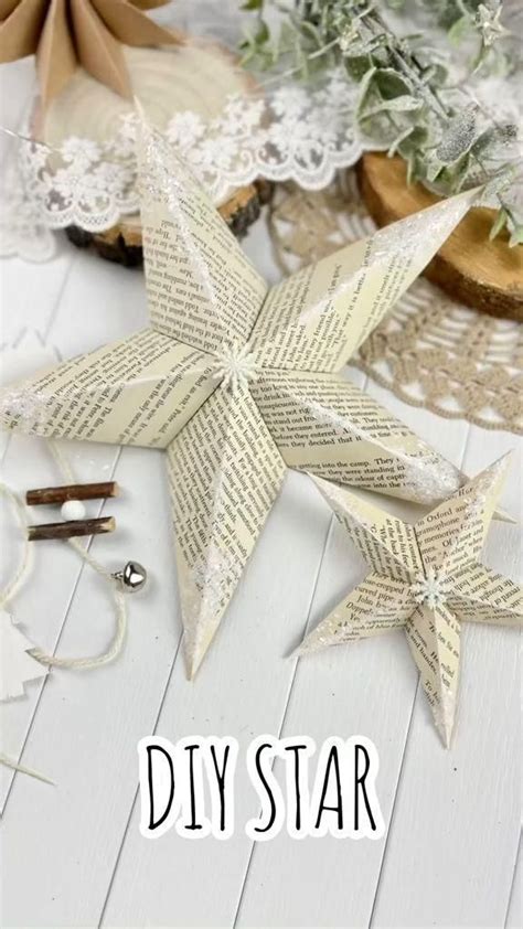 Diy Star Decoration You Will Need Only Few Things • 5 Old Book Pages Video Christmas Diy