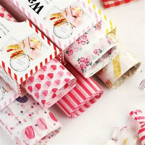 50 장 장미 무늬 왁스 종이 시트 내유성 식품 포장지 일회용 식품 포장지 Sadnwich 햄버거 Temu