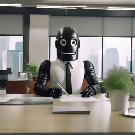 premium photo robot in office 3d rendering robot in office 3d rendering