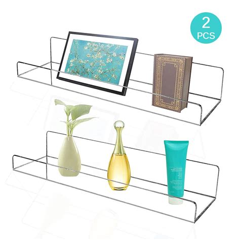 2pcs 아크릴 벽 선반 투명 아크릴 욕실 스토리지 랙 교수형 선반 Sundries 화장품에 대 한 벽 마운트 홀더수납 홀더