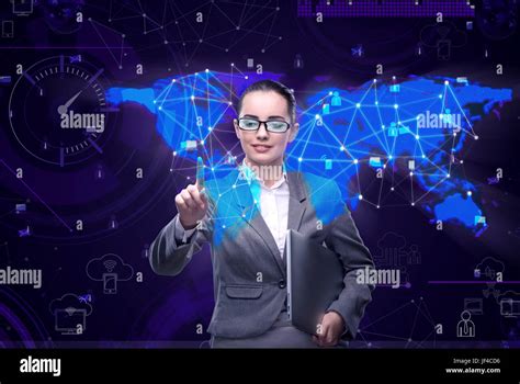 Woman In Social Data Management Concept Stock Photo Alamy