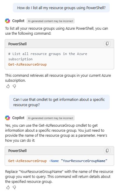 إنشاء برامج Powershell النصية باستخدام Microsoft Copilot في Azure Microsoft Learn