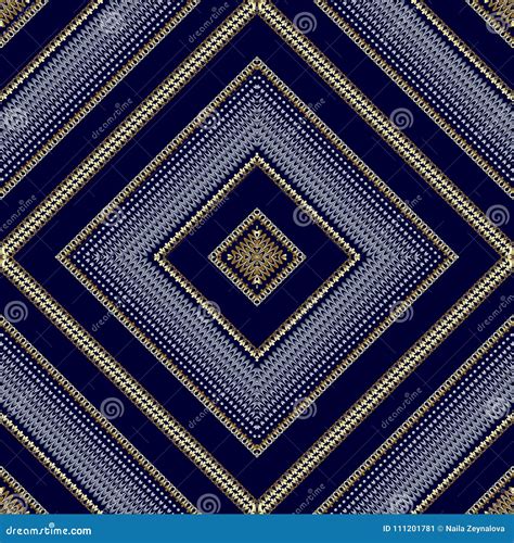 Geometric Striped Rhombus Seamless Pattern Vector Abstract Blue Stock Vector Illustration Of