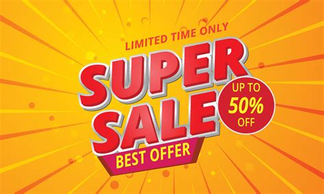 Super Sale 50 Percent Off Promotion Banner Design On Orange Background