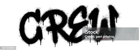 스프레이 페인티드 그래피티 크루 워드 스프레이 흰색 배경으로 격리 그래피티 폰트 제작진은 흰색 위에 검은색으로 스프레이를 뿌립니다 벡터 그림입니다 승무원 사람의 역할에 대한