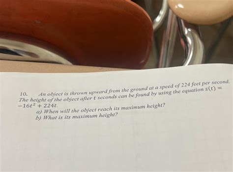 Solved An Object Is Thrown Upward From The Ground At A Speed Chegg