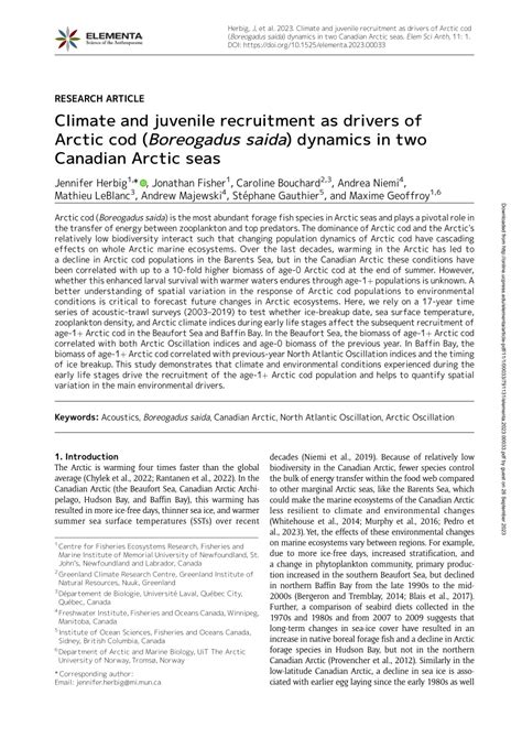 Pdf Climate And Juvenile Recruitment As Drivers Of Arctic Cod