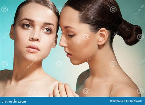 Sensual Beauty Portrait Of Two Women Stock Image Image Of Adult Facial