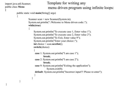 Menu Driven Programs In Java Ppt