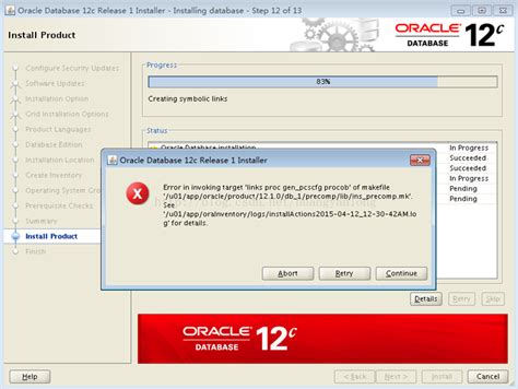 Linux7安装oracle12c遭遇insprecompmk报错error In Invoking Target Links Csdn博客