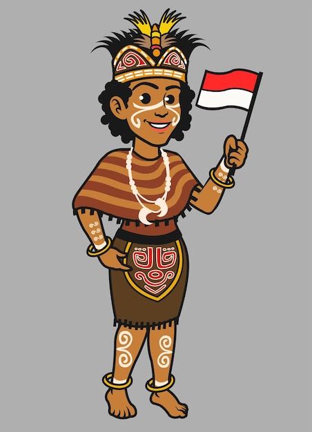 전통 의 옷 을 입은 인도네시아 원주민 파푸아 프리미엄 벡터 전통 의 옷 을 입은 인도네시아 원주민 파푸아 프리미엄 벡터