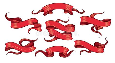 Engraving Red Scroll Ribbon Set Stock Vector Illustration Of Frame Engraved 300312116