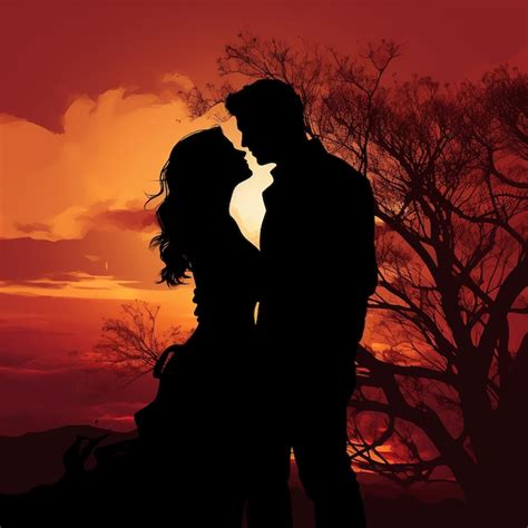 Romantic Couple Silhouette Premium Ai Generated Image