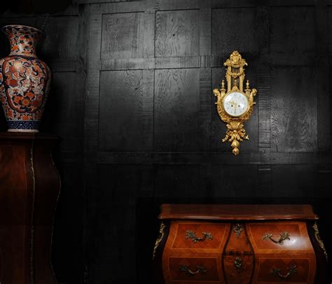 Antique French Neoclassical Ormolu Lyre Cartel Wall Clock For Sale At 1stdibs