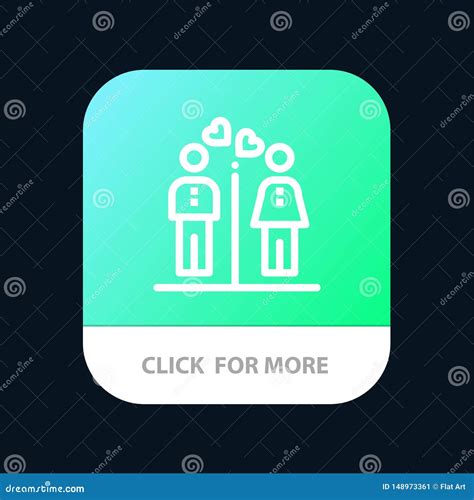Men Women Couple Babe Girl Mobile App Button Android And IOS Line Version Stock Vector