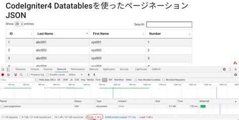 codeigniter4にjsonを使ってdatatablesを実装する