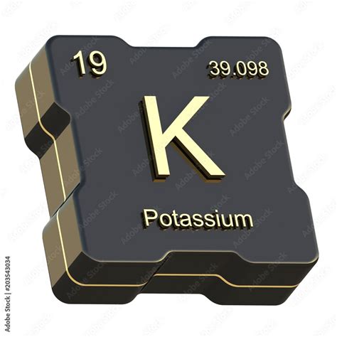 Potassium Element Symbol From Periodic Table On Futuristic Black Icon