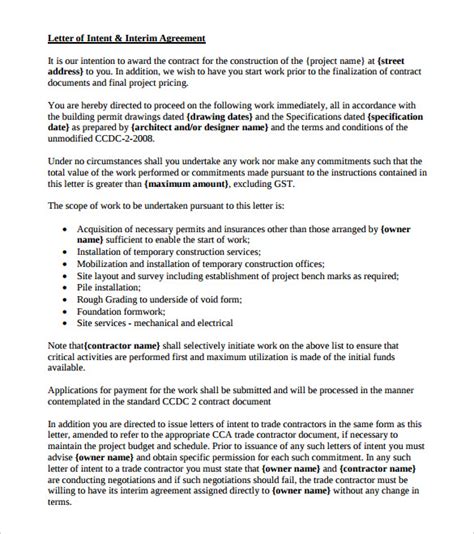 Letter Of Intent Agreement Template Pdf Template