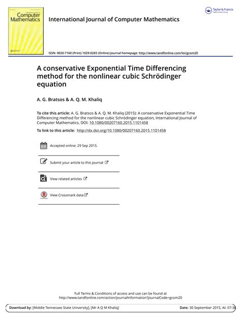 Pdf A Conservative Exponential Time Differencing Method For The