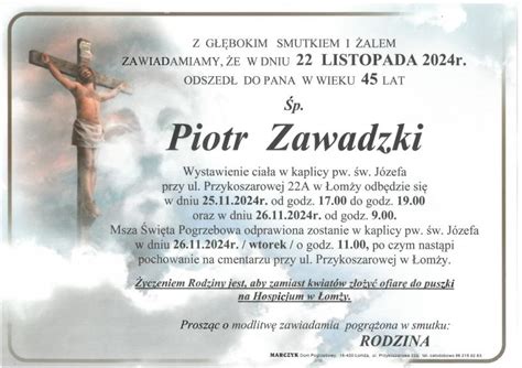 Śp piotr zawadzki nekrolog