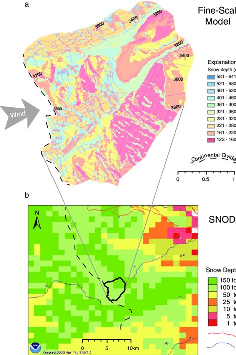 Modeled Snow Depths In Loch Vale During Mid April 2003 From A Binary Download Scientific