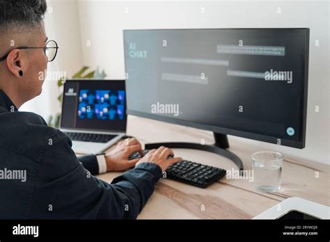 Ai Digital Art Generator Business Woman Creating Illustration Or Images With Artificial