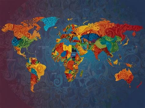 Colored World Map Premium Ai Generated Image