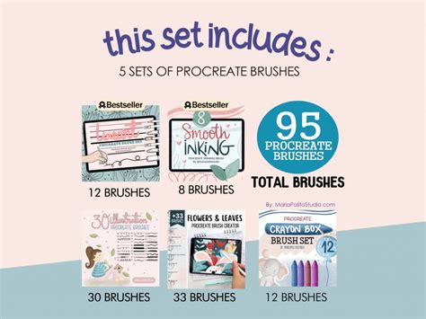 95 Procreate Brush Bundle For Illustration Texture M003 MariaPalito Studio