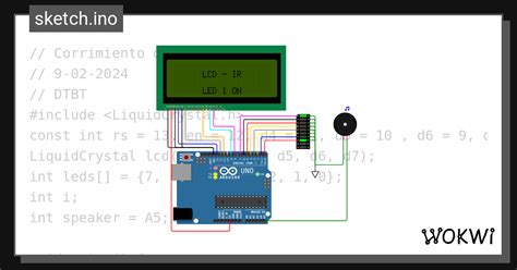 Corrimiento De Leds Con Lcd Wokwi Esp32 Stm32 Arduino Simulator