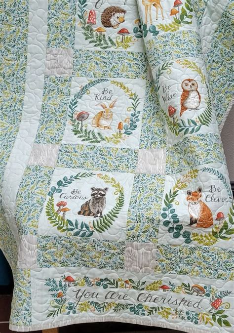 Handmade Nursery Quilt Patchwork Quilt Gender Neutral Quilt Deb Strain Fabrics Effies Woods