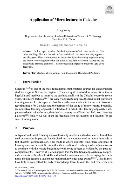 PDF Application Of Micro Lecture In Calculus