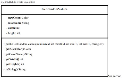 solved use this uml to create your object getrandomvalues