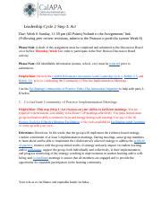 Tamara EDUA CalAPA Leadership Cycle Step Docx Leadership Cycle Step Act Due Week
